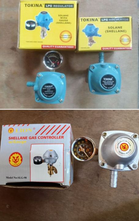 SHELLANE / SOLANE LPG REGULATOR WITH SAFETY PRESSURE GAUGE SNAP ON ...
