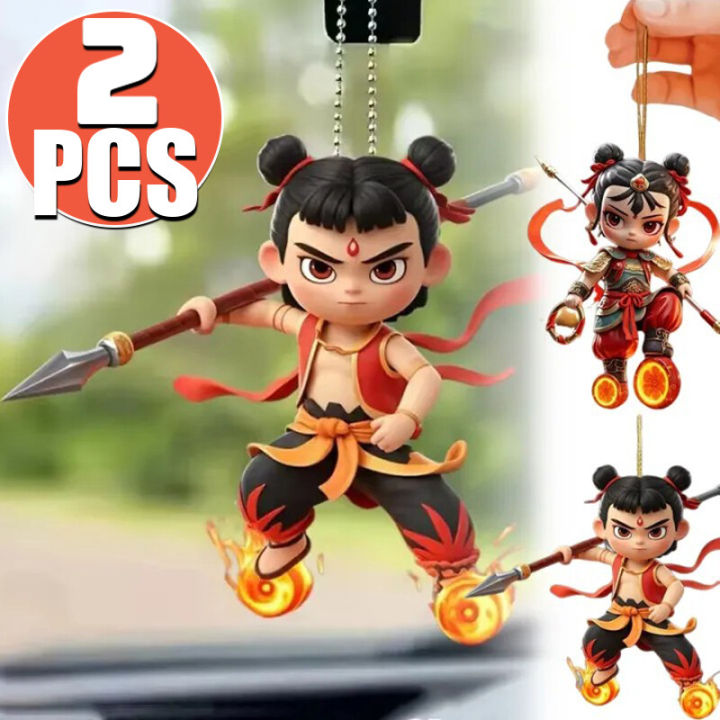 2PCS 2025 Popular Nezha Car Pendant Chinese Style Cartoon Decoration ...