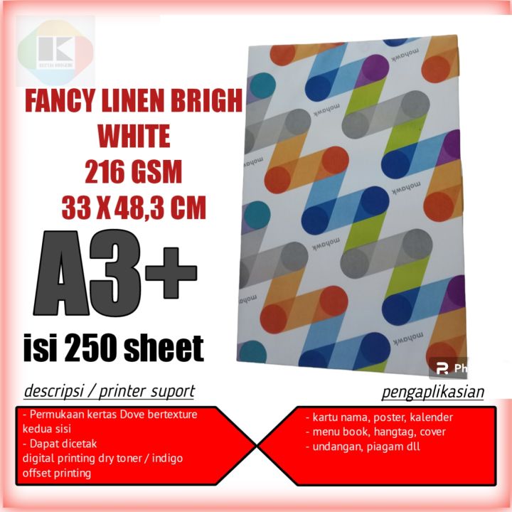 kertas linen A3+ plus linen 216 gsm A3+ plus 33 X 48,3 cm isi 250 lbr ...
