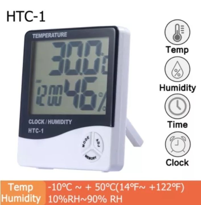 HTC-1 LCD Elektronik Digital Suhu Kelembaban Meter Sensor Termometer ...