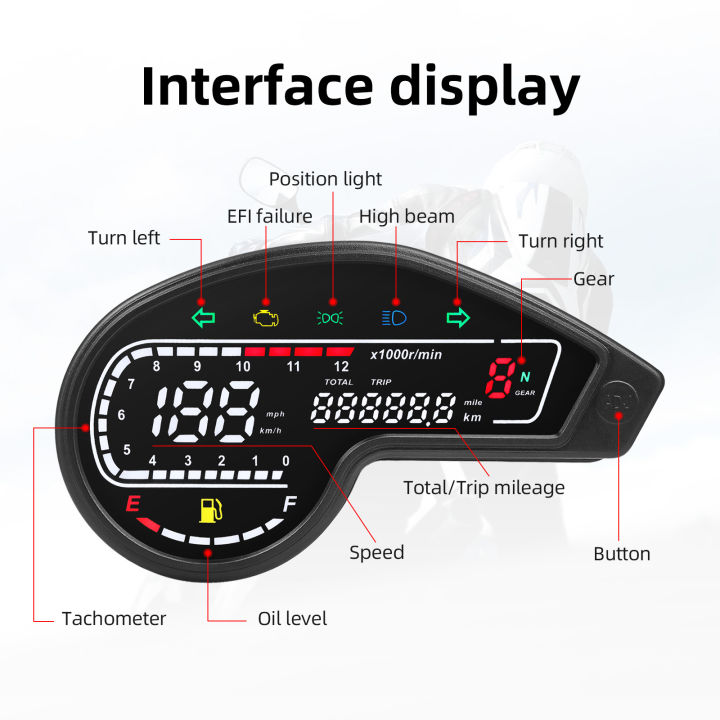 A New Universal Moto RPM Tachometer Speedometer Fit Digital Speed ...