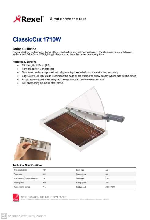 Mesin Potong Kertas REXEL Trimmer ClassicCut CL120 or 1710W A3 Heavy ...