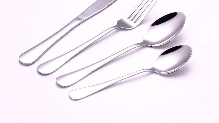 Heavy Duty 12pcs Silver Spoon and Fork Set Stainless Steel Dinnerware ...