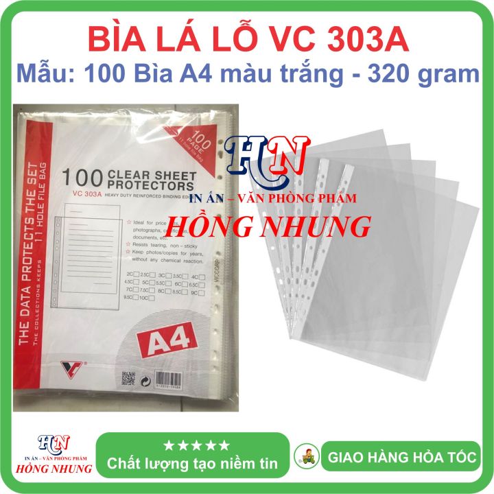 [SÉT] Xấp 100 Bìa lá lỗ VC 303A loại 400g / 320g, màu trắng giúp bạn ...