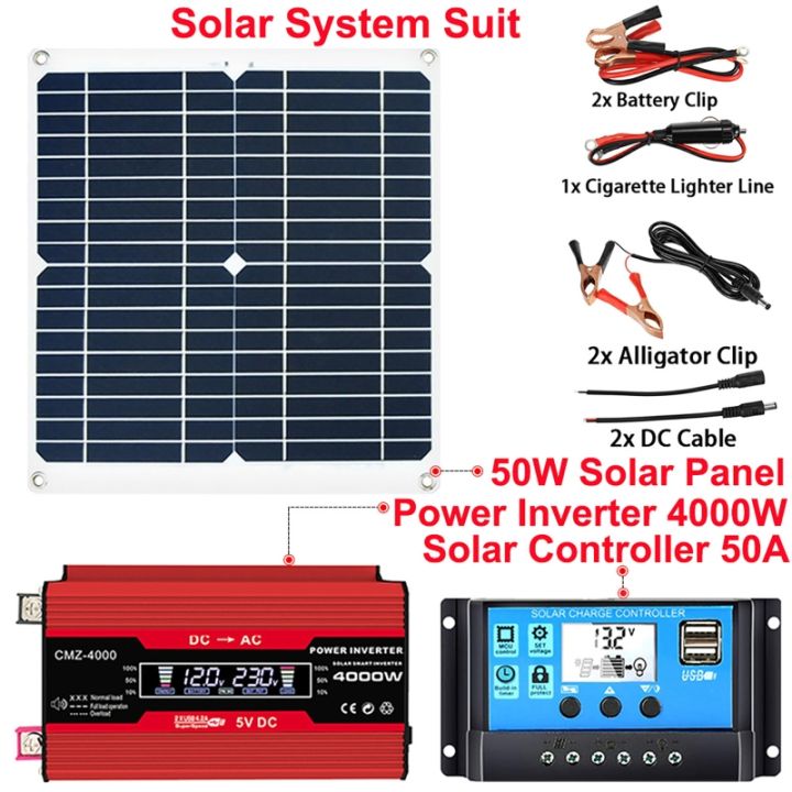 Style 3 - 12V To 110V/220V 4000W Solar Power System Set Solar Panel ...
