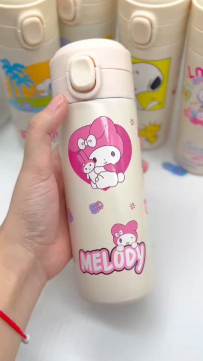 🧸ขวดน้ำสแตนเลส กระบอกน้ำเก็บความร้อน เก็บความเย็น 420ML ลายการ์ตูนน่ารักๆ แถมสติ๊กเกอร์ พกพา ...
