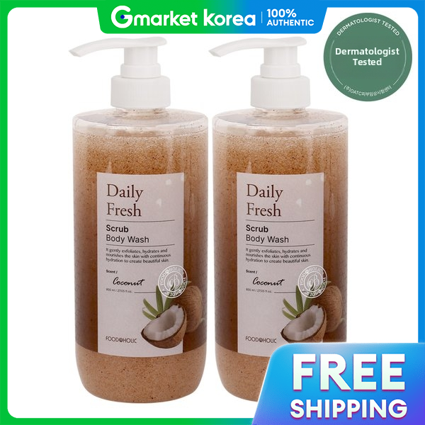 Foodaholic | (1+1) Foodaholic Daily Fresh Scrub Body Wash Coconut 800ml ...