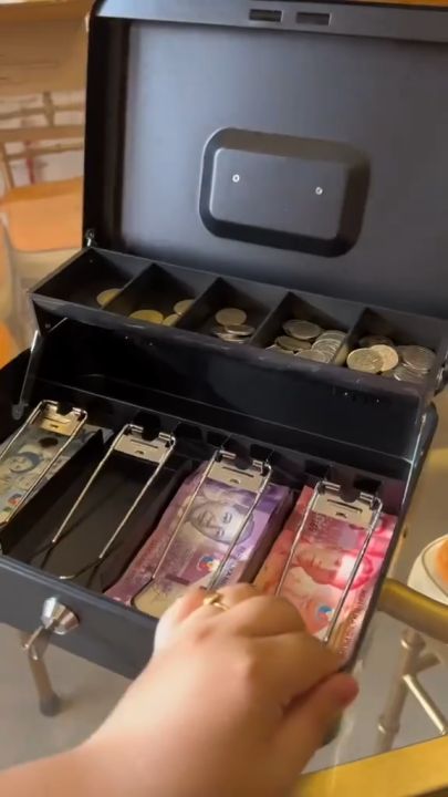 Cash Box Money Organizer Cash Box with Lock Cashier Cash Box Gcash Cash ...