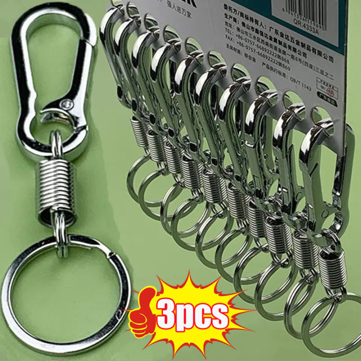 3pcs Retractable Spring Key Chain Stainless Steel Gourd Buckle ...