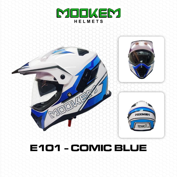 Mookem E101 Motocross Full Face Dual Visor Helmet With Free Mirror Lens ...