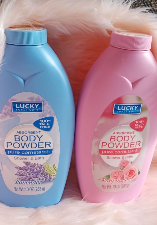 Lucky super soft Absorbent Body Powder Pure Cornstarch Shower Bath 283g ...