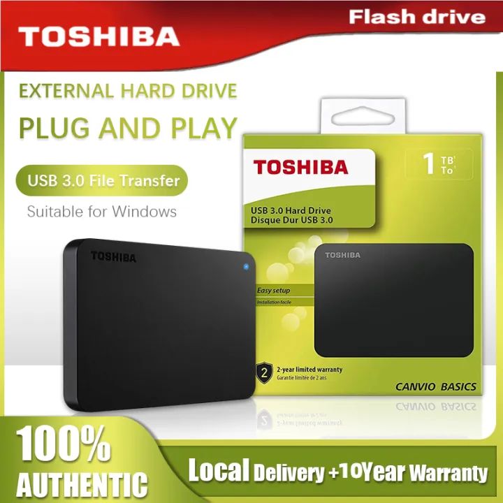Toshiba External Hard Drive HDD Canvio Basics Enclosure USB 3.0 External Storage Hard Disk 1TB ...