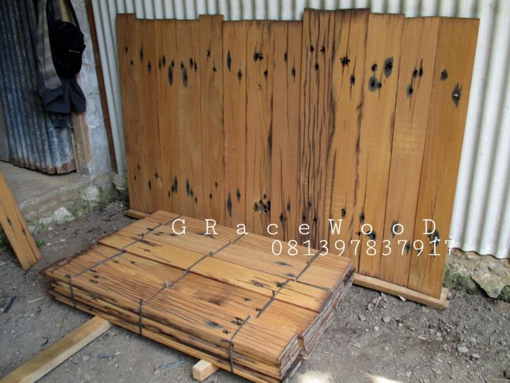 Rustic Wooden Plank Papan Kayu Ulin Reclaimed belahan balok bantalan ...
