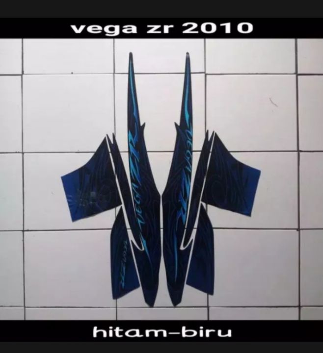 STIKER STRIPING & LIS BODY YAMAHA VEGA ZR 2010 BIRU HITAM STANDAR ...