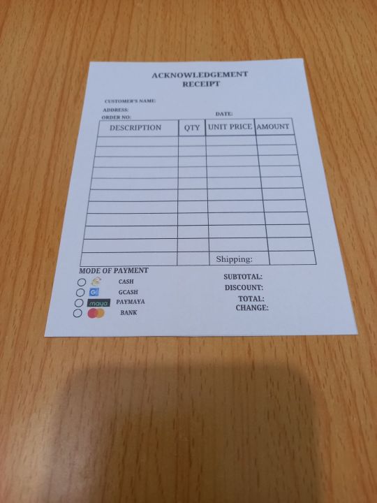 2 pads generic acknowledgement receipt. order slip/non tin receipt ...