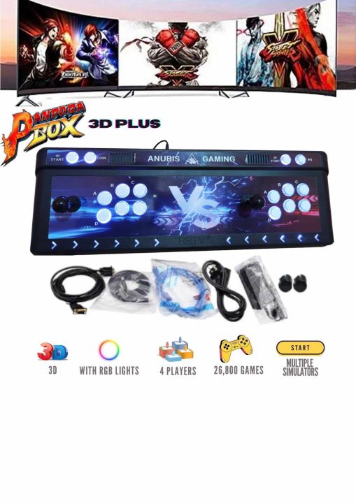 Pandora PLUS Arcade 26800 GAMES 3D GAMES Arcade Box with RGB Light ...