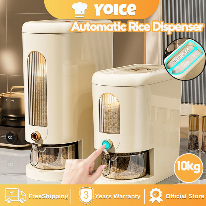 Yoice Automatic Rice Dispenser Storage 5kg/10kg Sealed Rice Bucket ...
