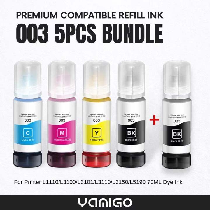 5PC Ink bundle! 003 Refill ink bundle buy 4 get 1 black free for L3100 ...