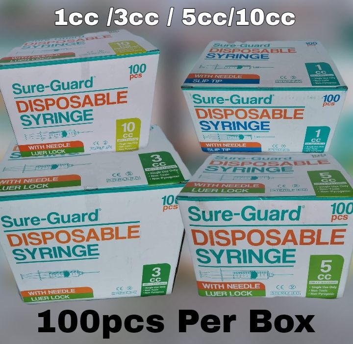 Sureguard Syringe 100pcs per Box (1cc/ 3cc/ 5cc/ 10cc) | Lazada PH
