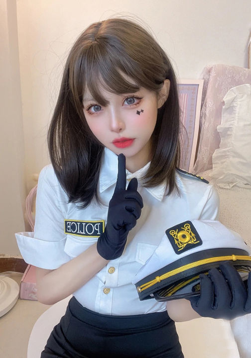 Halloween Elegant Secretary Female Police Cosplay Sexy Captain Costume