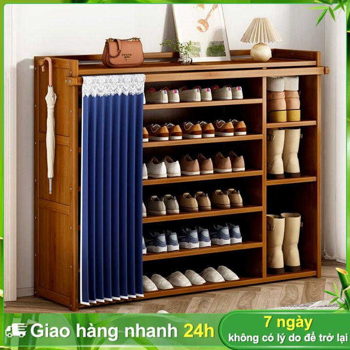BOHO Tủ Giày Thông Minh Cửa Lùa cửa gấp gỗ tre tự nhiên kệ giày gỗ sơn ...