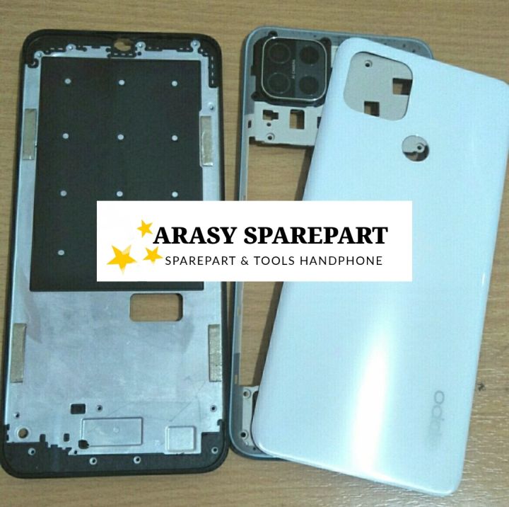 Casing Kesing Housing Fullset Oppo A15 Backdoor + Frame Tulang Tengah ...
