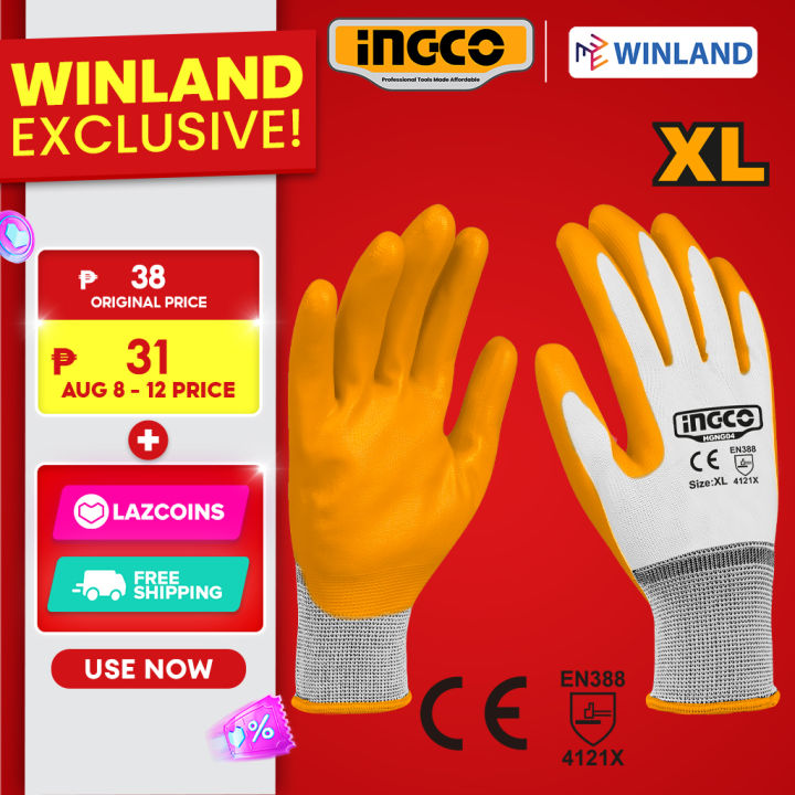 Ingco by Winland Nitrile Oil Resistant Rubber Safety Gloves HGNG01 ING ...