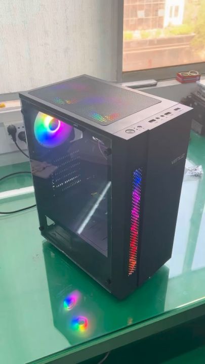VENUZ ATX Tempered Glass Gaming Case VC2801G with LED RGB Strip & RGB ...