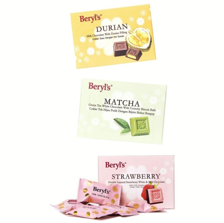 BERYL'S SNOW FLOWER 60G (DURIAN CHOC/ GREEN TEA CHOC/ STRAWBERRY CHOC ...