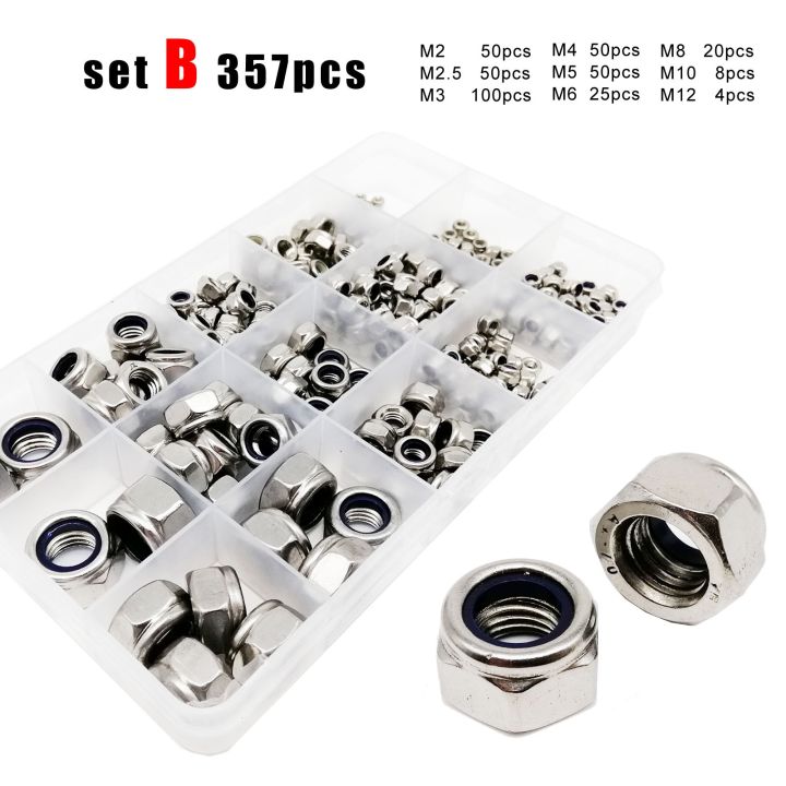 162/357pcs M2 M2.5 M3 M4 M5 M6 M8 M10 M12 304 Stainless Steel Hexagon ...