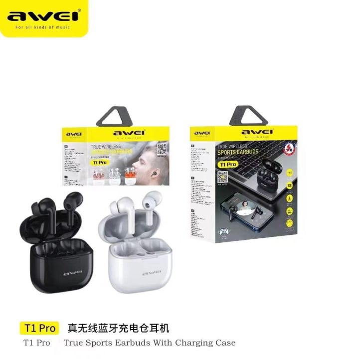 AWEI TRUE WIRELESS EARBUDS WITH CHARGING CASE TWS 真正的无线耳塞与电舱 MODEL:-T1pro | Lazada