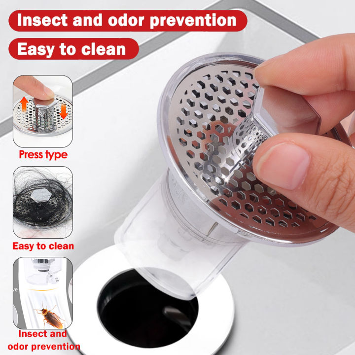 Press Bounce Basin Pop-up Drain Filter Bathroom Shower Sink Filter Plug ...