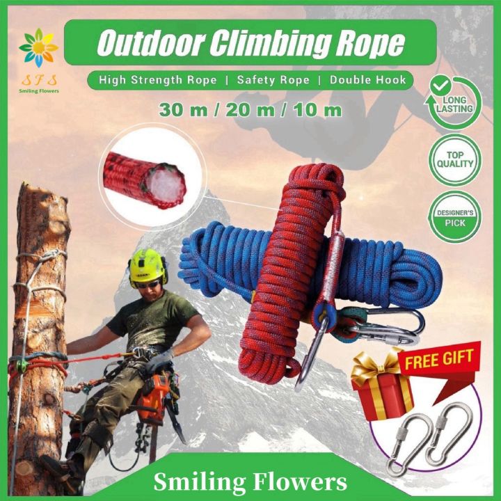 【COD】10/20/30M nylon escape safety snap rope, with 2 shackles and ...