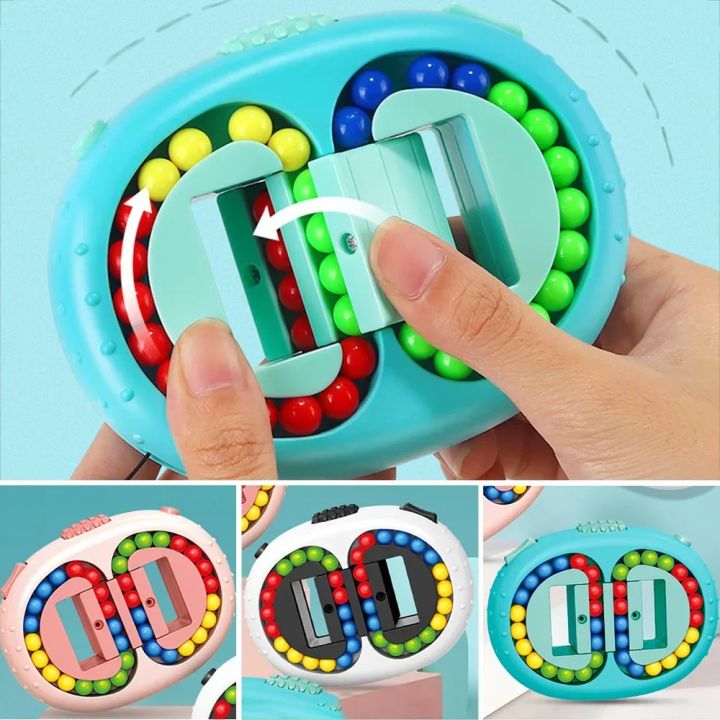 Rotating Magic Bean Cube Fingertip Toy Stress Relief Spin Bead Puzzles ...