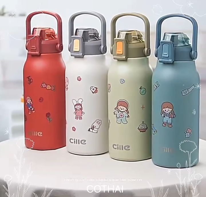 CILLE, Qcool แถมกระเป๋า แปรงล้าง ขวดนำ้สแตนเลส ยกดื่มและหลอดดูด 1.7L และ 1.3L แท้งค์เก็บอุณหภูมิ ...