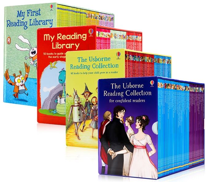 (50 books) Usborne Level 1/2/3/4 Usborne Reading Library Collection Box ...