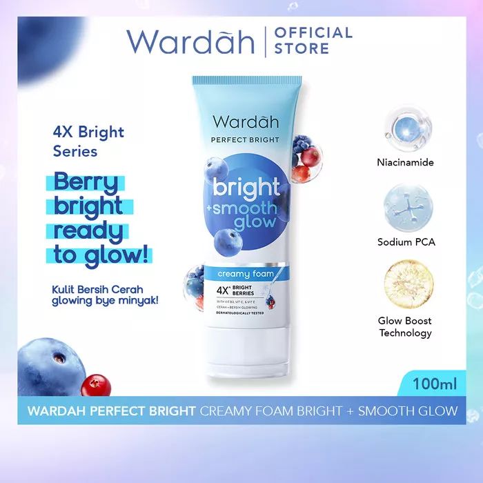 Wardah Cuci Muka 100ml Bright+Smooth Glow Creamy Foam | Lazada Indonesia