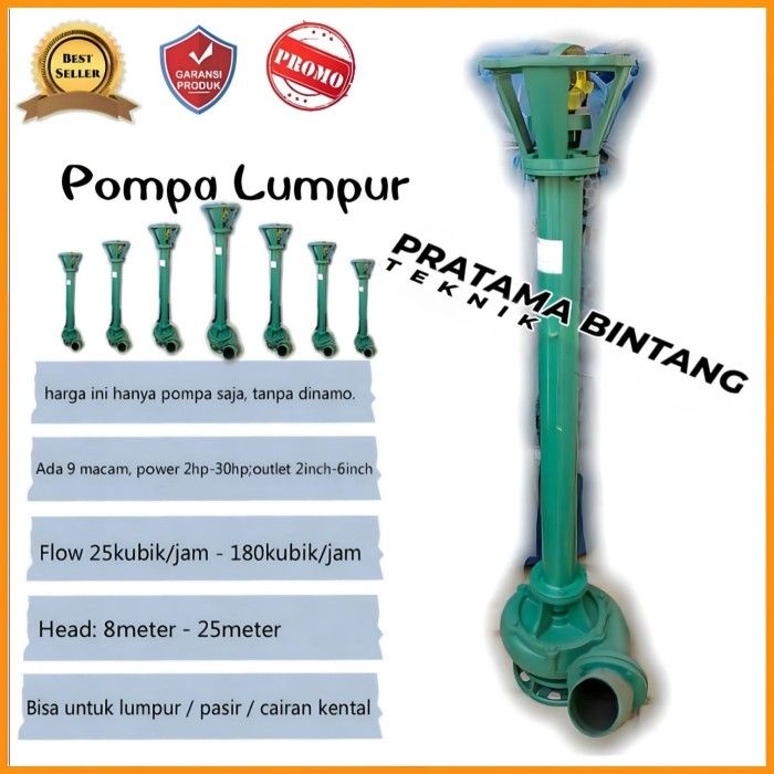Pompa Submersible 4" Vertikal Pompa Lumpur MUD SAND PUMP 3Phase 15Hp ...