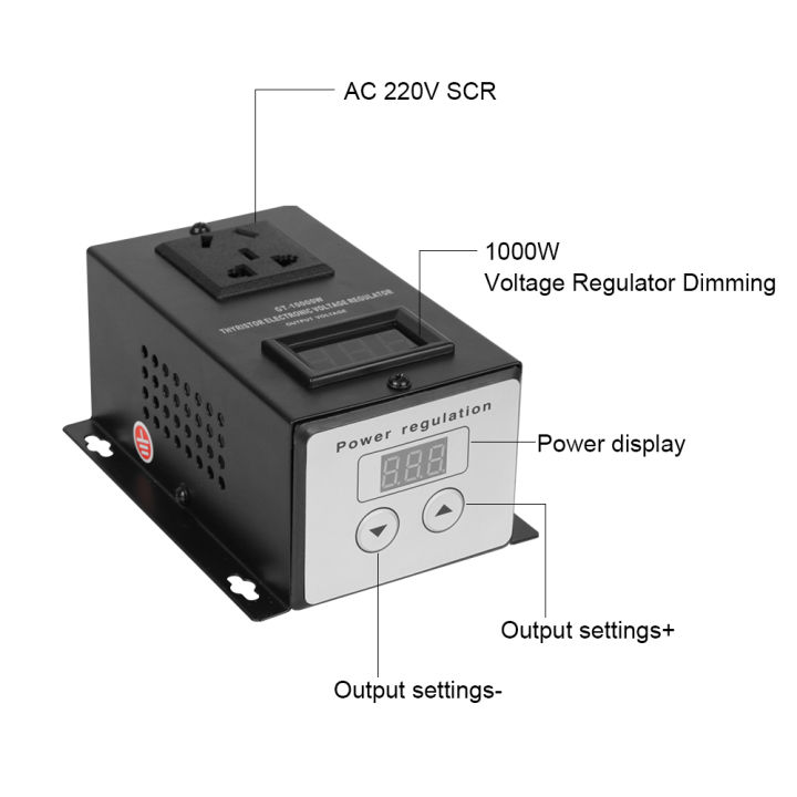 Black Temperature Speed Power Adjust Controller AC 220V 10000W SCR ...