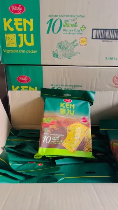 [ Combo 3 gói ] Bánh Quy Kenju Richy Vị Rau Củ Túi 192g ( 12g x 16 gói ) - Ăn Vặt Nhiều Vị ...