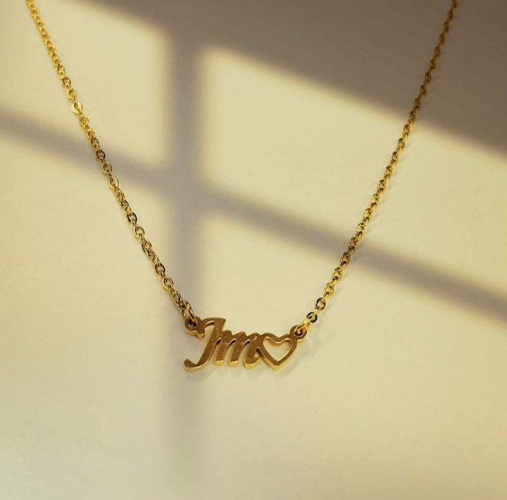 Jm Name Stainless Gold Plated Necklace Personalized Name Ready Made ...