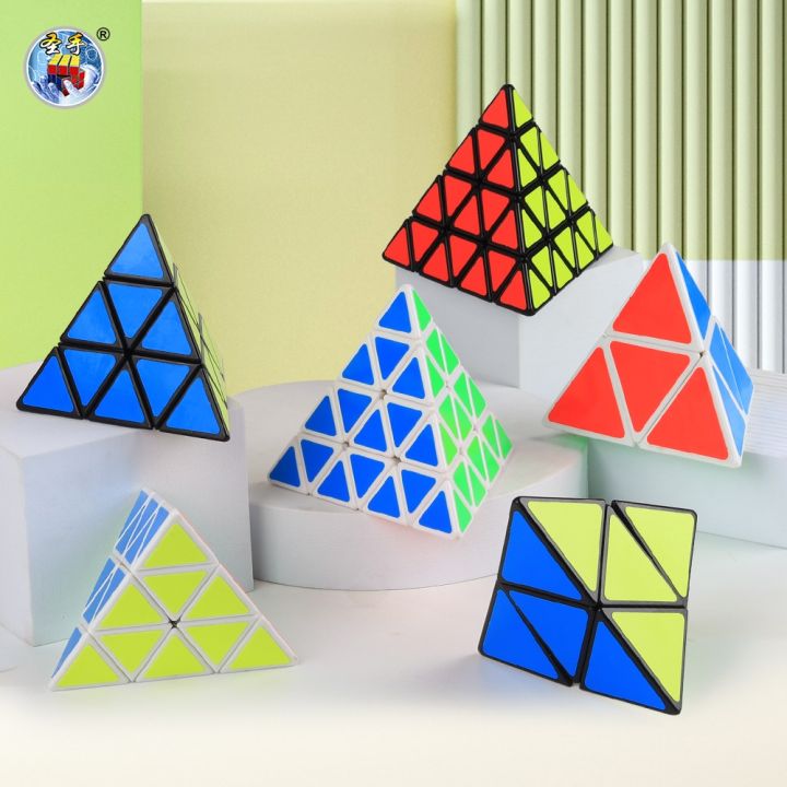SENGSO Pyramid Cube 2x2 3x3 4x4 Special Cubo Sticker Magic Speed Cubu ...
