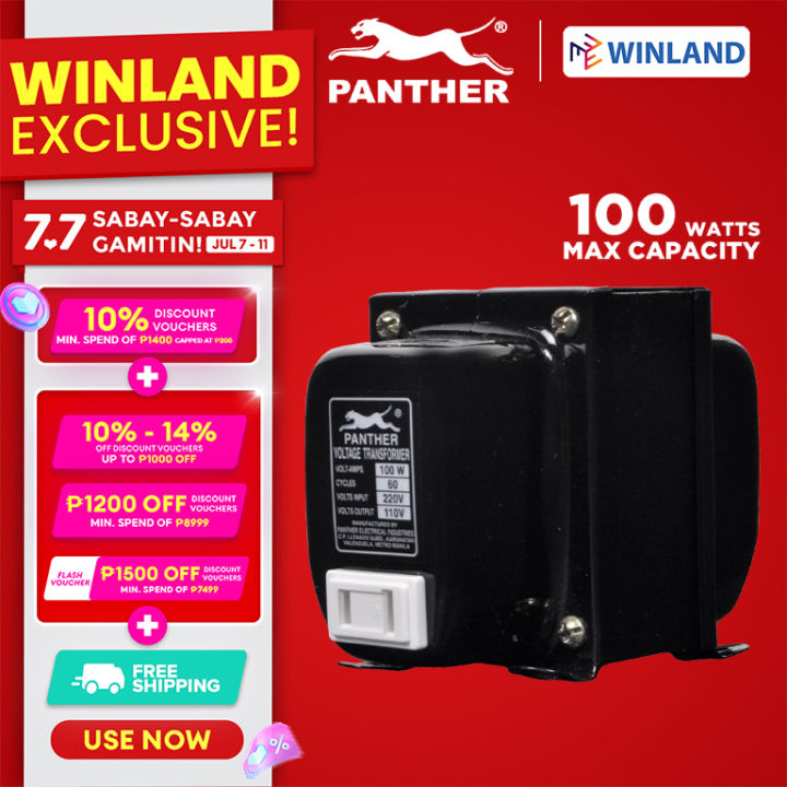 Panther by Winland 100w-110v Step-down Transformer 100 Watts, Input 220VAC, Output 110VAC Single ...