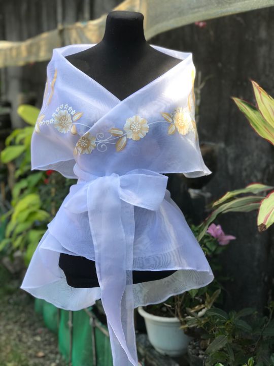 Filipiniana wrapped around / Alampay (white) | Lazada PH