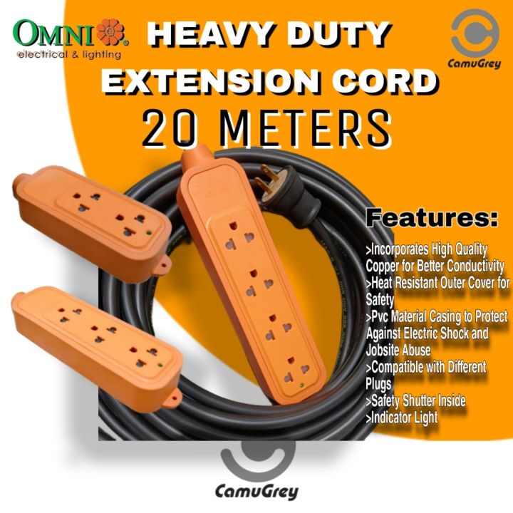 20 METERS EXTENSION CORD HEAVY DUTY 16/2 ROYAL CORD HEAVY DUTY RUBBER ...