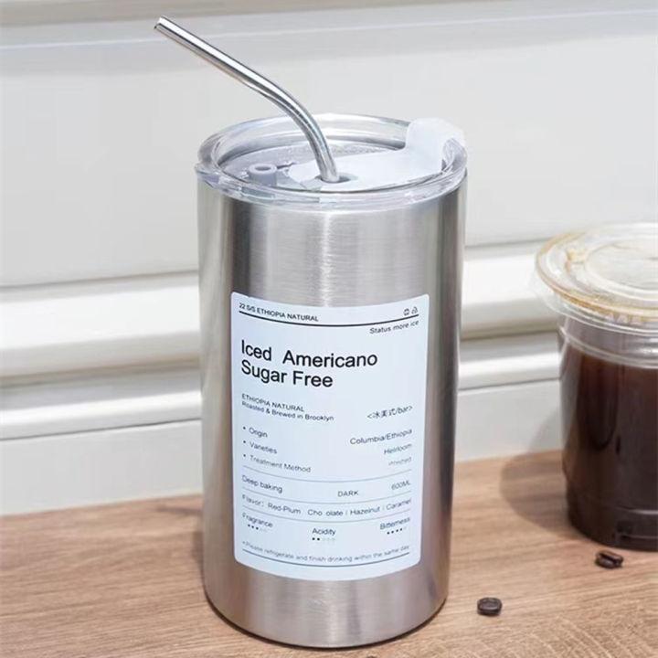 Cốc Giữ Nhiệt Iced Americano Inox 304 Có Ống Hút Ly Uống Coffee 600ML Giữ Nhiệt 6-8 Tiếng. Cốc ...