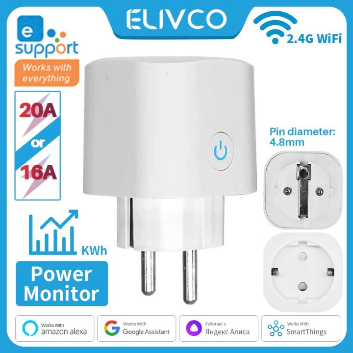 EWelink Smart Plug WiFi Socket EU 16A/20A With Power Monitoring Timing Function Works With Alexa ...