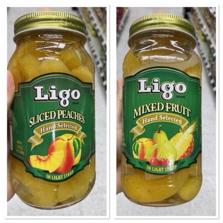 พีช ในน้ำเชื่อม ตรา ลิโก้ 680 G. Ligo Sliced Peaches Hand Selected In ...