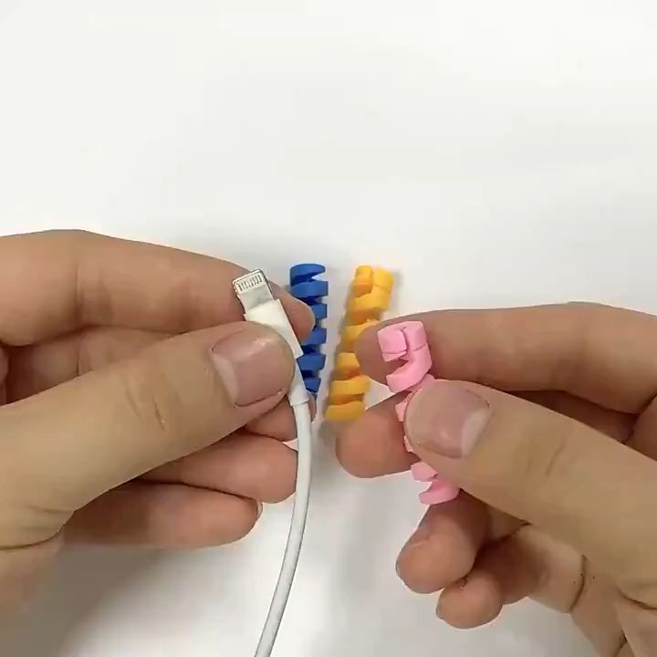 HIONE Spiral Cable Protector Data Line Silicone Bobbin Winder ...