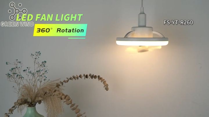 [COD]GREEN WIND 360° Rotate Ceiling Fan Lights With Remote E27 Tri ...